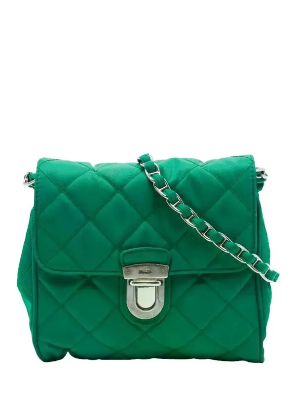 Prada 2010-2026 Impuntu Tessuto Chain Crossbody Bag - Green