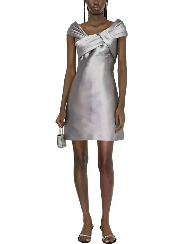 Alberta Ferretti Pleated Mikado Minidress - Grey