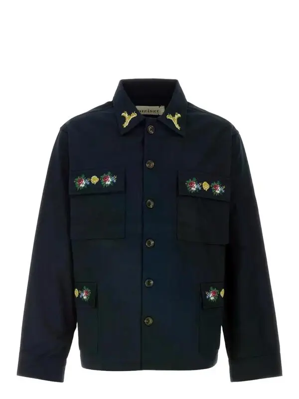 BAZISZT Pine Floral-embroidered Jacket - Blue