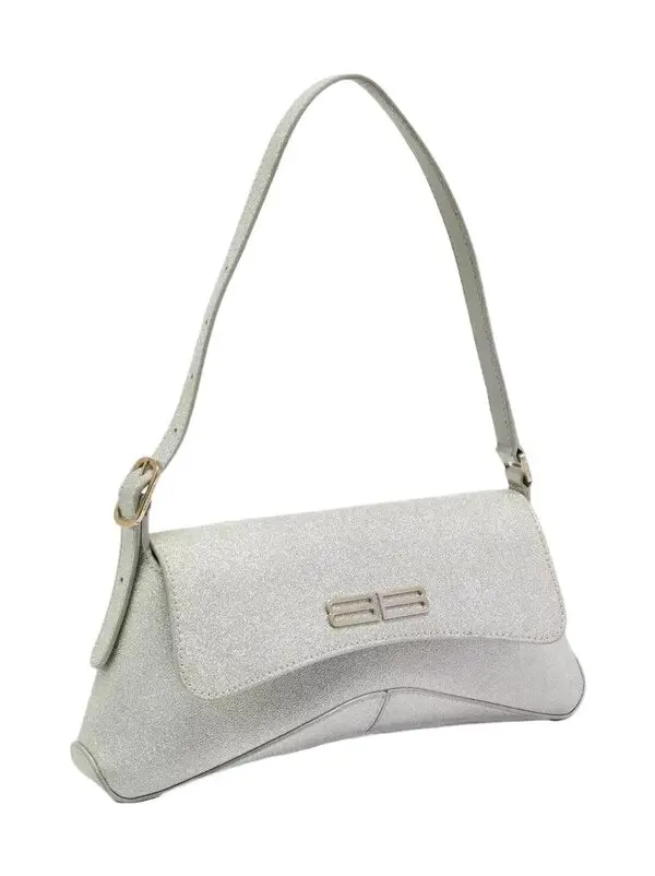 Balenciaga Glitter-embellished Shoulder Bag - Silver