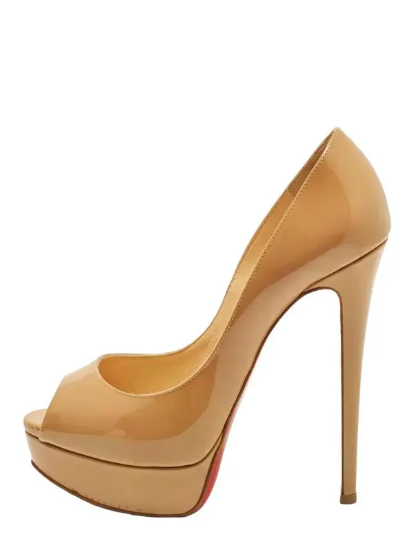 CHRISTIAN LOUBOUTIN Lady Peep Patent Leather Peep-toe Platform Pumps - Neutrals