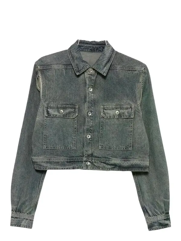 Rick Owens Cropped Cut-out Denim Jacket - Blue