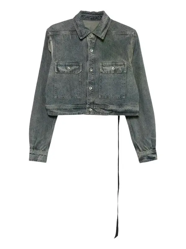 Rick Owens Cropped Cut-out Denim Jacket - Blue