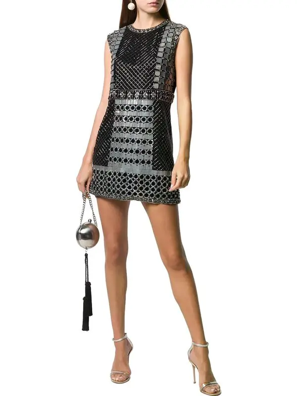 Alberta Ferretti Embellished Mini Dress - Black