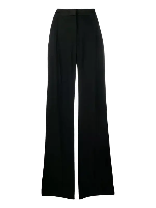 Alberta Ferretti High Waisted Flared Pleated Trousers - Black