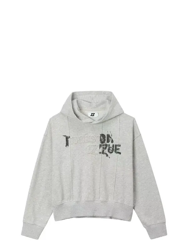 Izzue Logo Print Drop-shoulder Hoodie - Grey