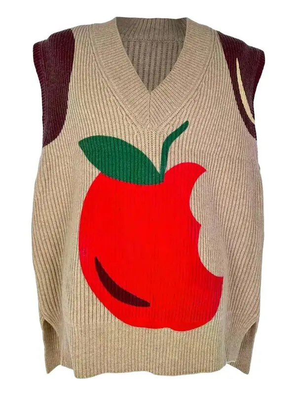JW Anderson Apple-printed Ribbed Sweater Vest - Neutrals