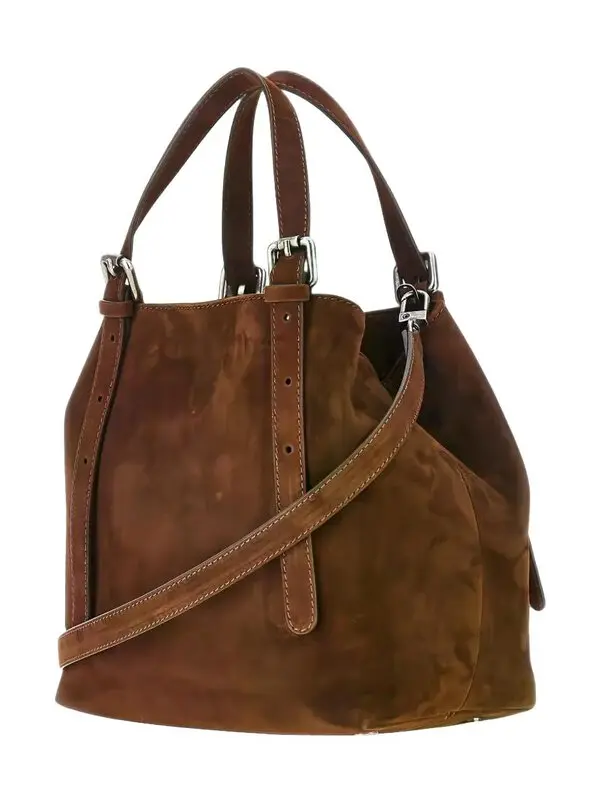 AUTENTICA 504 Small Galatea Buckle-detail Suede Tote Bag - Brown