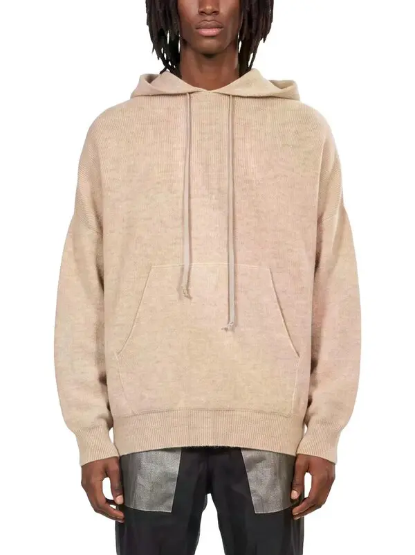 Rick Owens Drawstring-hood Pouch-pocket Hoodie - Neutrals
