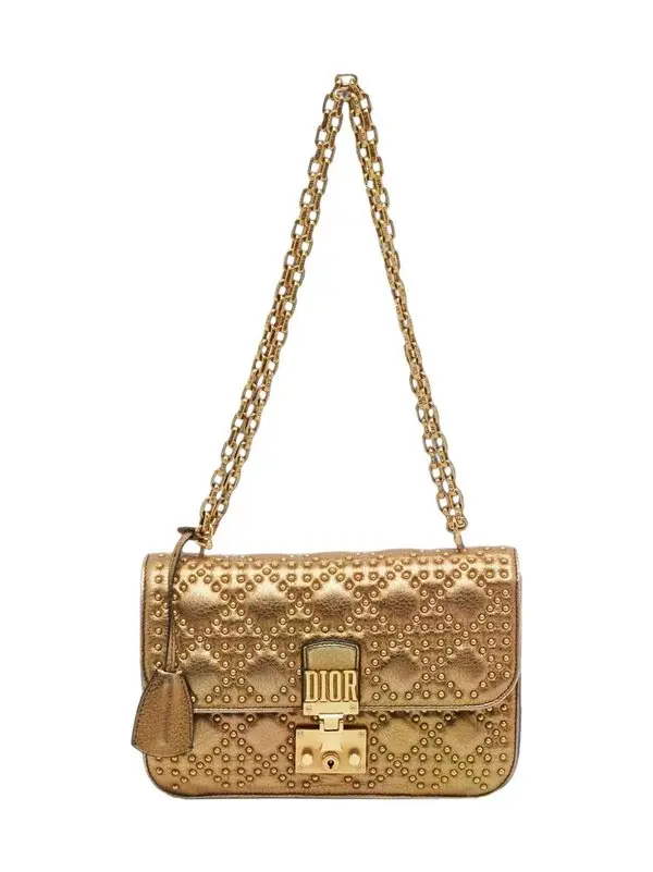 Dior Dioraddict Cannage Studded Shoulder Bag - Gold