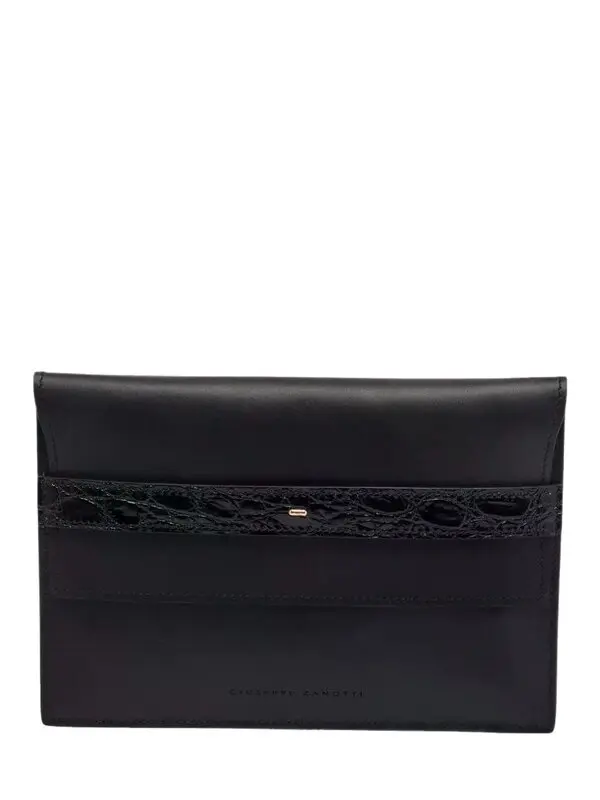 GIUSEPPE ZANOTTI Croc-embossed Flap Clutch Bag - Black