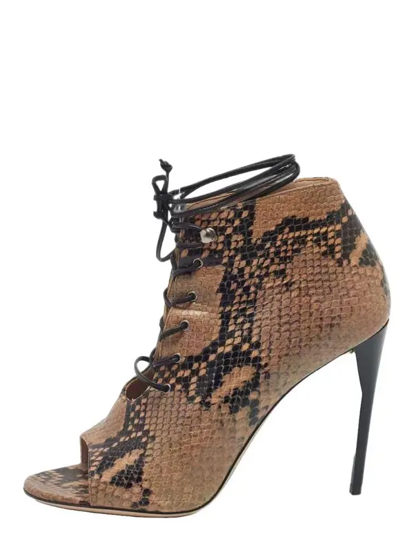 Miu Miu Snakeskin-embossed Heeled Ankle Boots - Brown