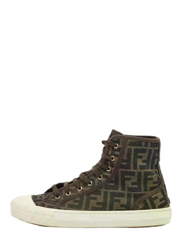 Fendi High-top Sneakers With Ff-motif - Brown