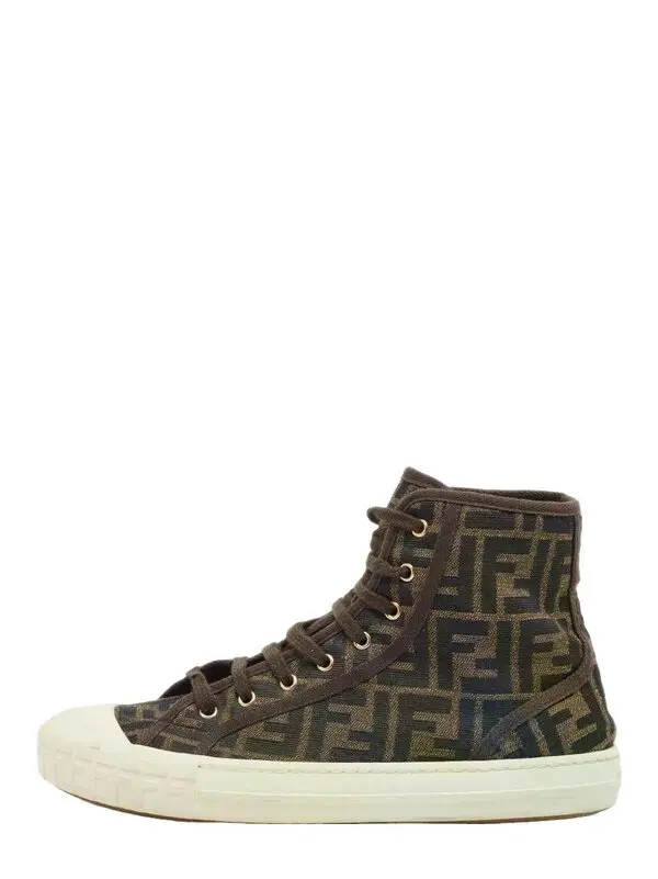 Fendi High-top Sneakers With Ff-motif - Brown