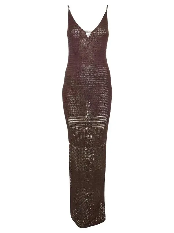 FLOOK Kaira Crochet Maxi Dress - Brown