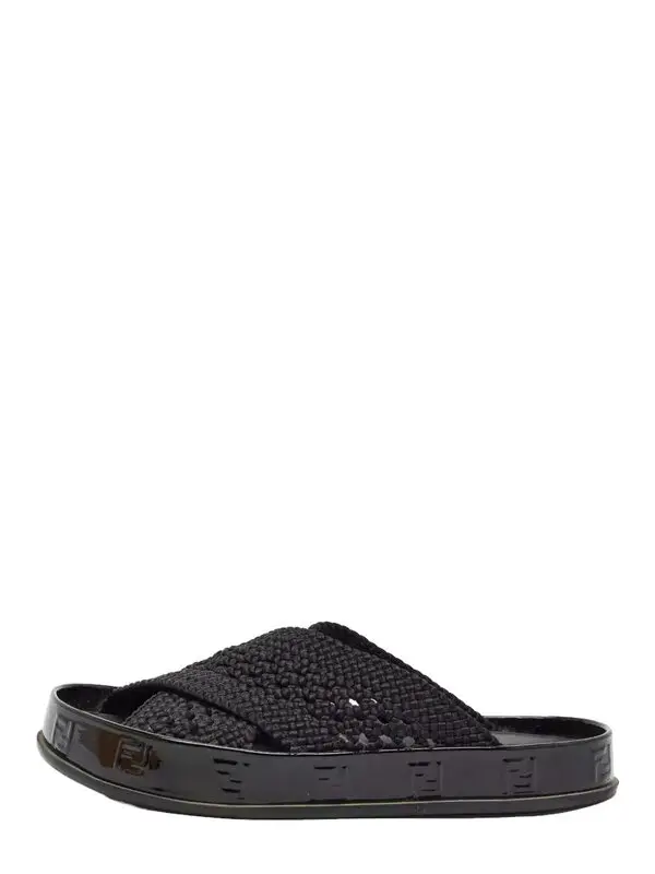 Fendi Woven Criss-cross Platform Sandals - Black