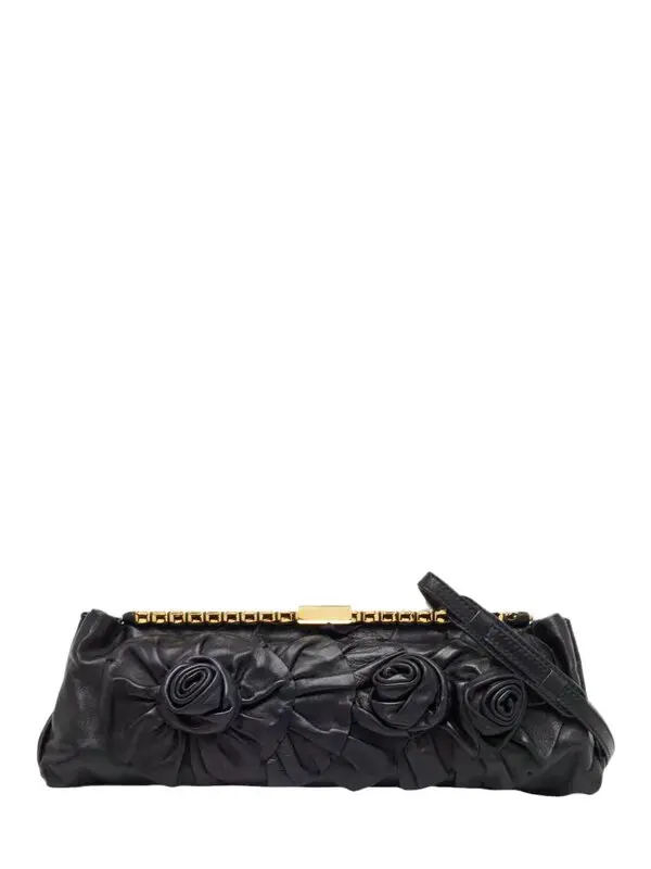 Valentino Garavani Rose Pouch Clutch Bag - Black