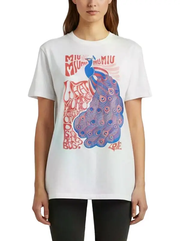 Miu Miu 2018 Graphic-logo T-shirt - White