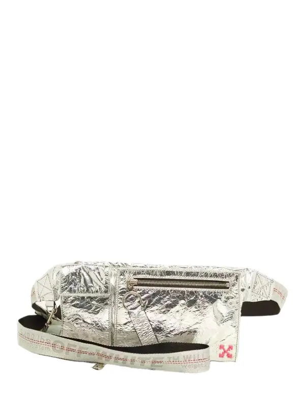 Off-White Crinkle Leather Belt Bag - Silver