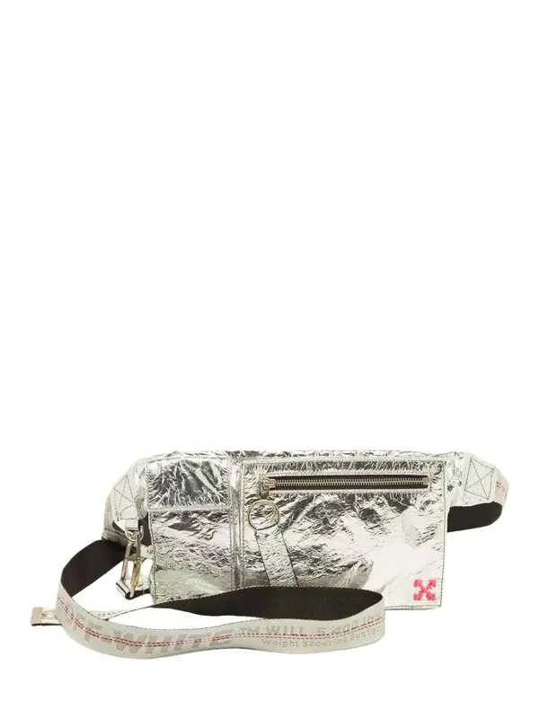 Off-White Crinkle Leather Belt Bag - Silver
