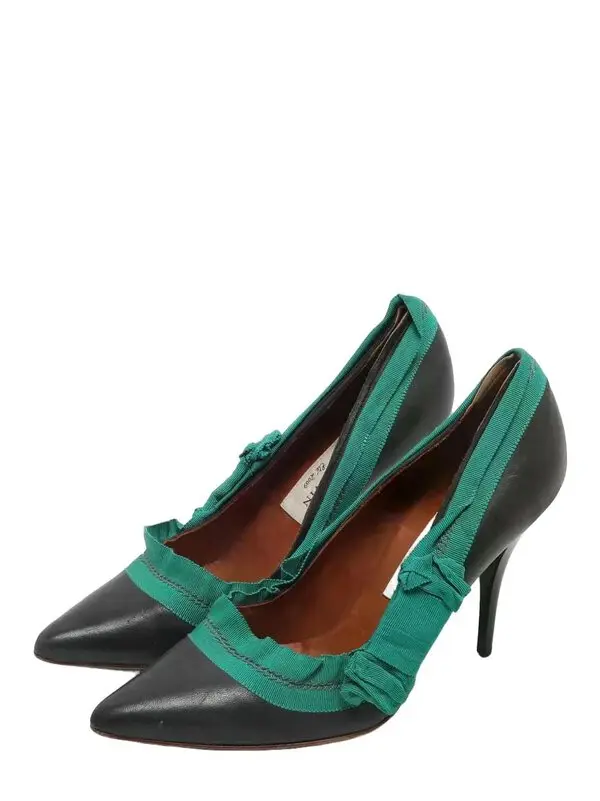 LANVIN Ruffled Grosgrain-trim Pumps - Black