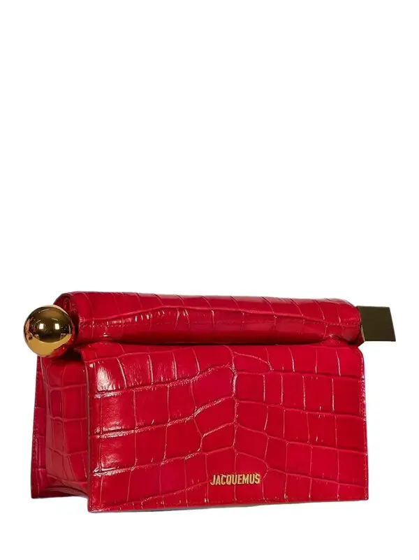 Jacquemus Croc-effect Foldover Clutch Bag - Red