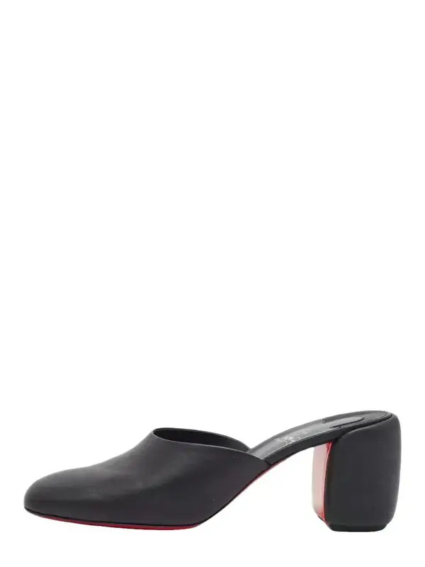 CHRISTIAN LOUBOUTIN Leather Block Heel Mules - Black