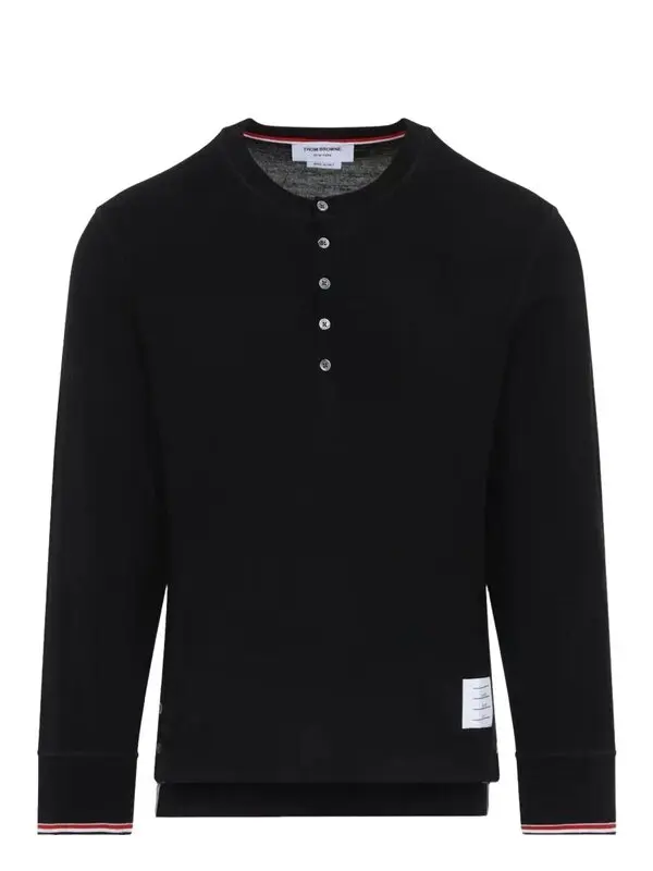 Thom Browne Button-placket Long-sleeve T-shirt - Black