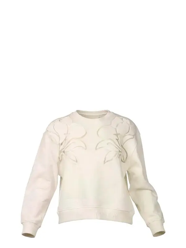 Valentino Garavani Floral Appliqué Crew Neck Sweatshirt - Neutrals