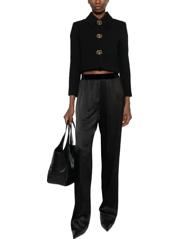 Gucci Logo-button Cropped Jacket - Black