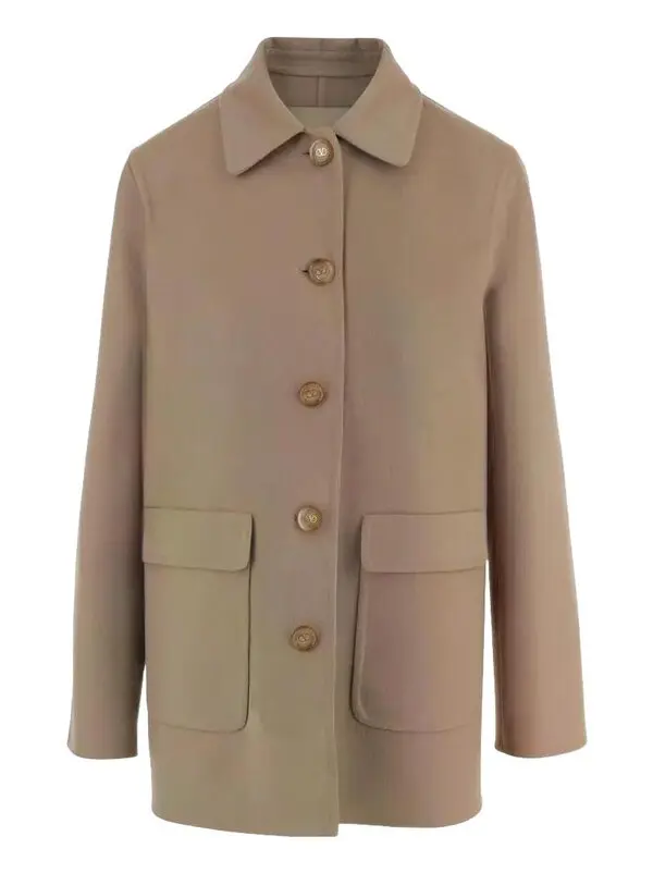 Valentino Garavani Logo-button Pocket-detail Coat - Neutrals