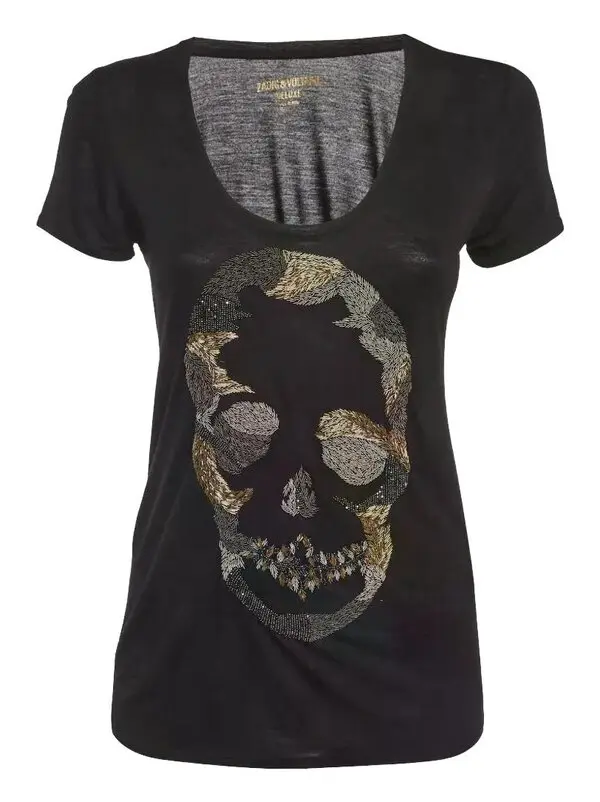 Zadig&Voltaire Skull Bead-embellished T-shirt - Black