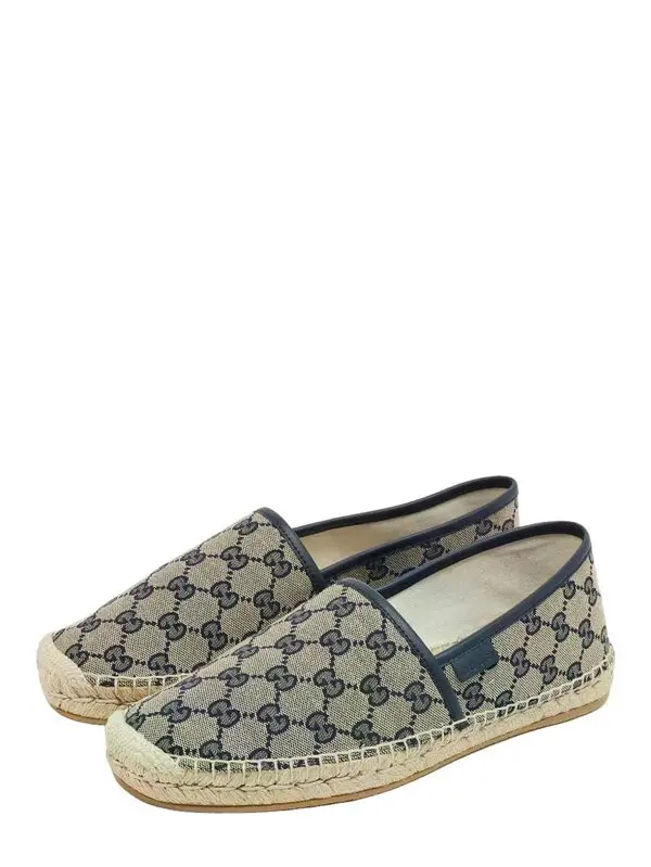 Gucci Gg Monogram Canvas And Leather Trim Espadrilles - Neutrals