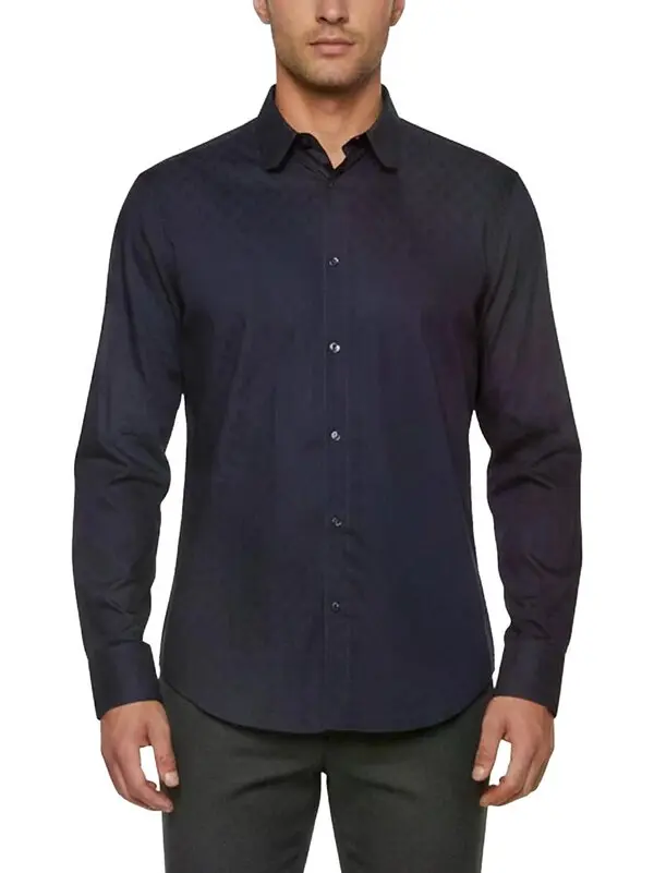 LOUIS VUITTON Monogram-pattern Long-sleeve Shirt - Blue