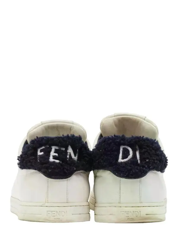 Fendi Shearling Trim Low-top Sneakers - White