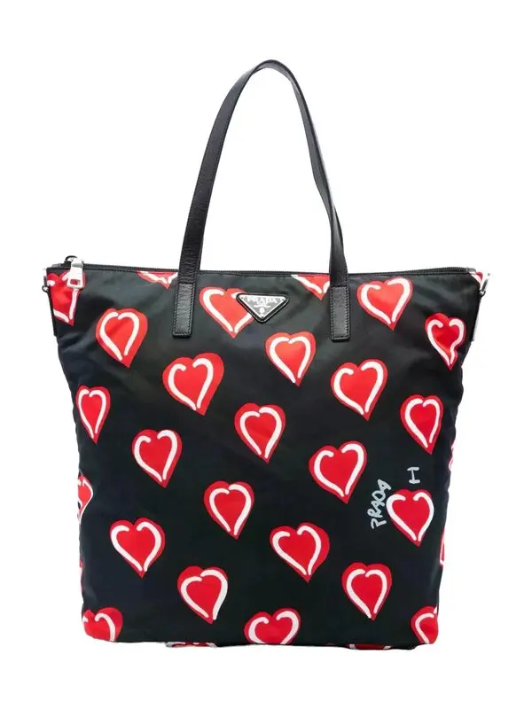 Prada Printed Tessuto Satchel - Black