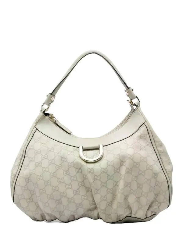 Gucci Monogrammed Leather Shoulder Bag - White