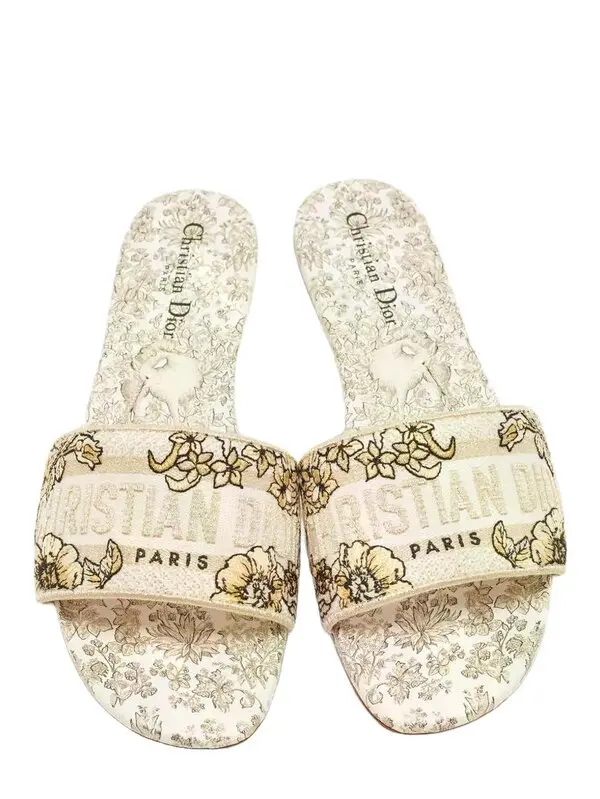 Dior Dway Millefiori Embroidered Slides - Neutrals