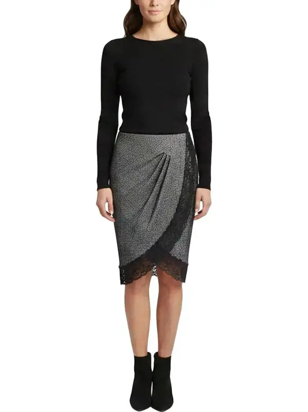 Emporio Armani Herringbone Lace-trim Mididress - Black