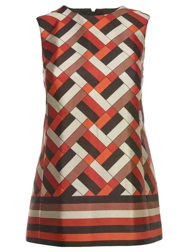 Carolina Herrera Geometric-print Mini Dress - Brown