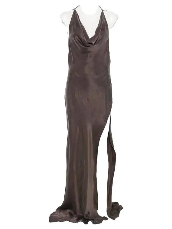 Andamane Cowl Neck Backless Maxi Dress - Brown