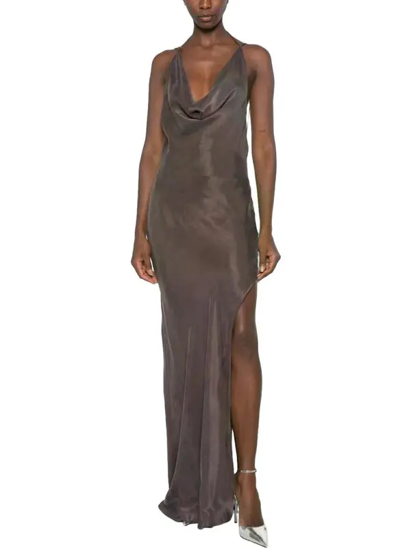 Andamane Cowl-neck Backless Maxi Dress - Brown