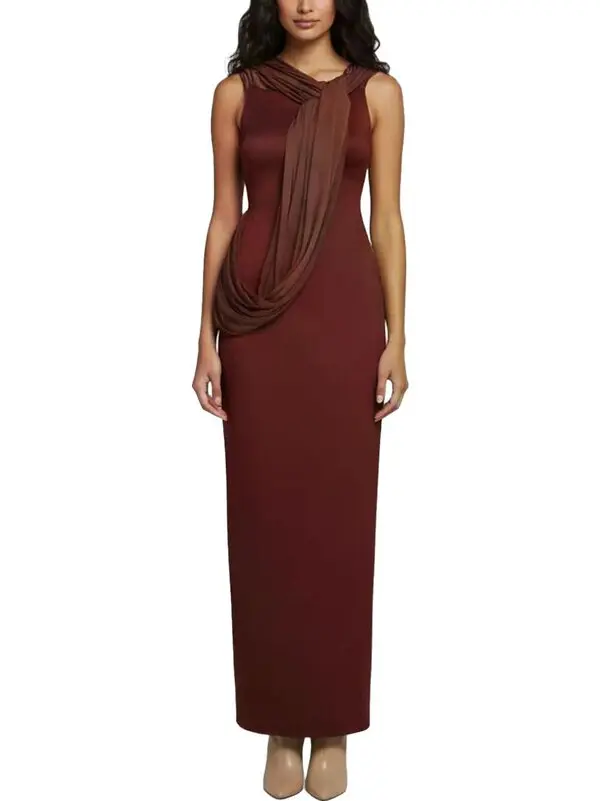 CHATS BY C.DAM Draped High-slit Maxi Dress - Red