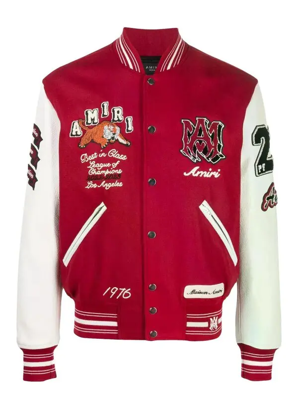 Amiri Appliquéd Varsity Jacket - Red
