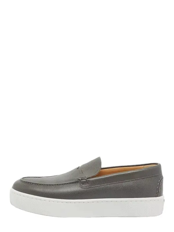CHRISTIAN LOUBOUTIN Paqueboat Leather Loafers - Grey