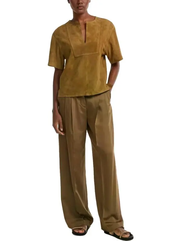 YVES SALOMON Double-sided V-neck Blouse - Neutrals