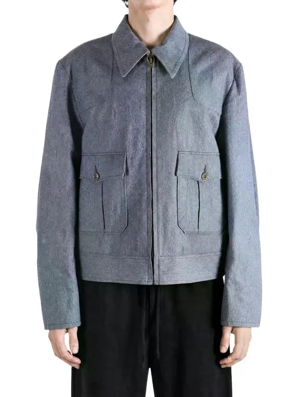 TAIGA TAKAHASHI Lot.330 Us Letter Zip-up Flap-pocket Jacket - Blue