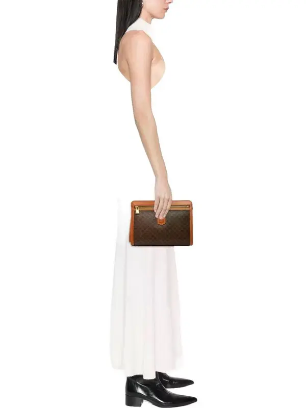 Celine Macadam Coated Canvas Clutch Bag - Brown