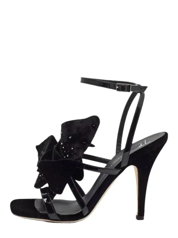 GIUSEPPE ZANOTTI Flower-embellished Stiletto Sandals - Black