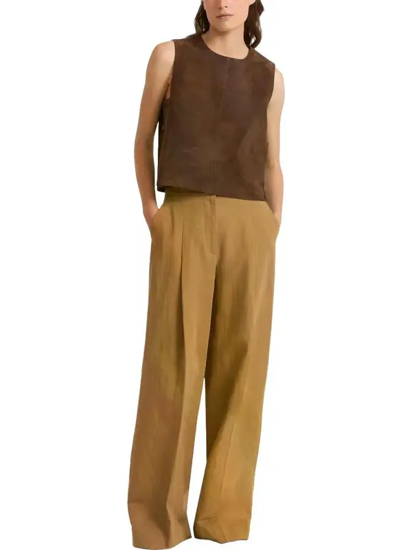 YVES SALOMON Sleeveless Suede Top - Brown